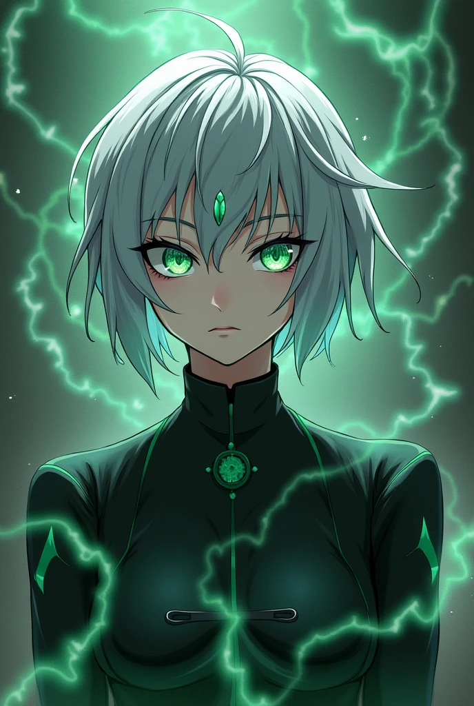 Jujutsu kaisen character, unisex, green eyes , short silver hair ...