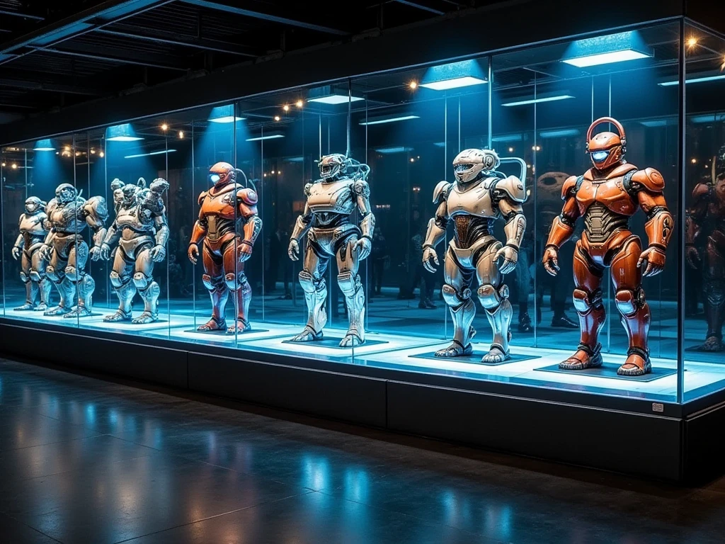 A futuristic museum showing the history of machines in chronological ...