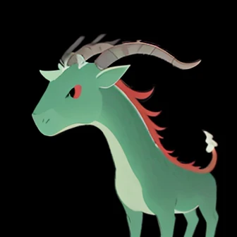 Whole body、 Horns growing from his head 、 Long neck,short legs textured ...