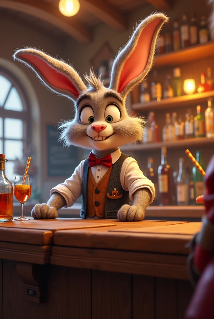 Male, scruffy bunny, haregon, bartender, animated - SeaArt AI