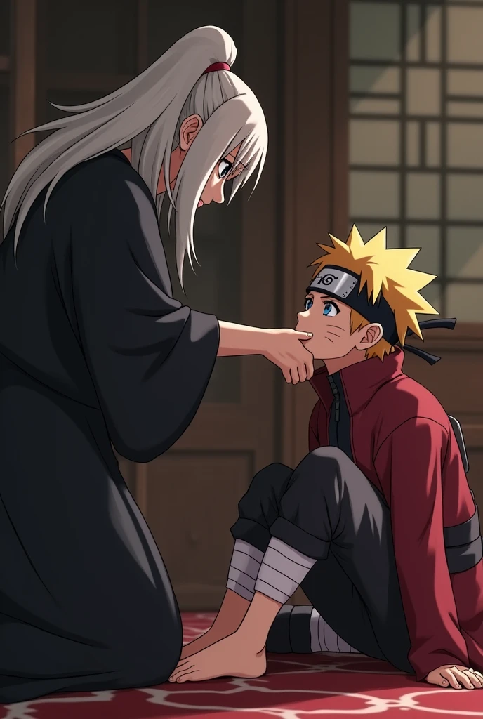 Naruto licking tsunade's feet - SeaArt AI