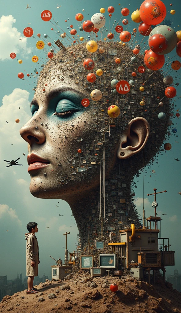 A surreal collage, a clear and organized environment symbolizing ...