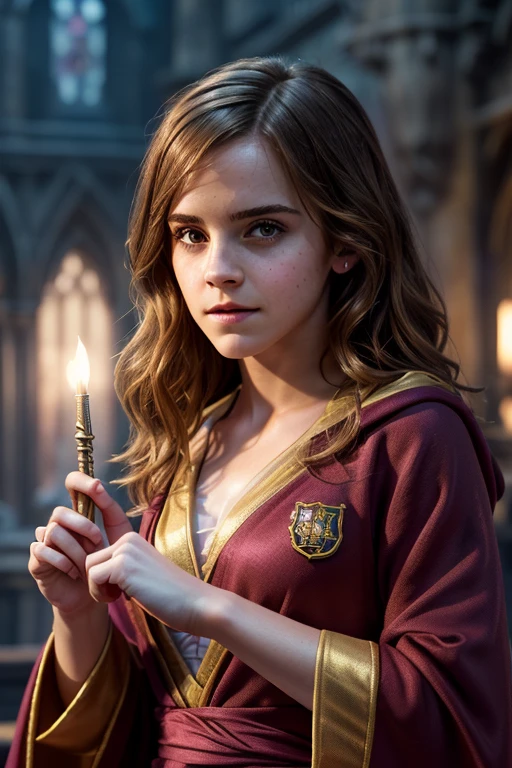 (Emma Watson as Hermione Granger,very fit, athletic, muscular - SeaArt AI