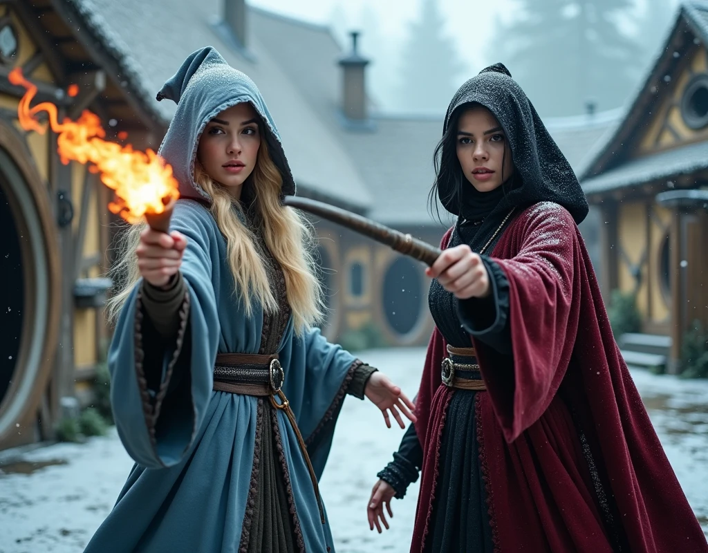 Two characters in the photo, on the left - a beautiful female magician ...