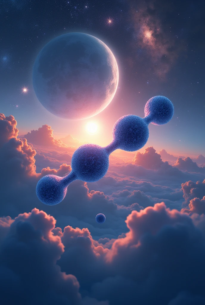 Create an illustration not atomic but molecular bond of helium gas with ...