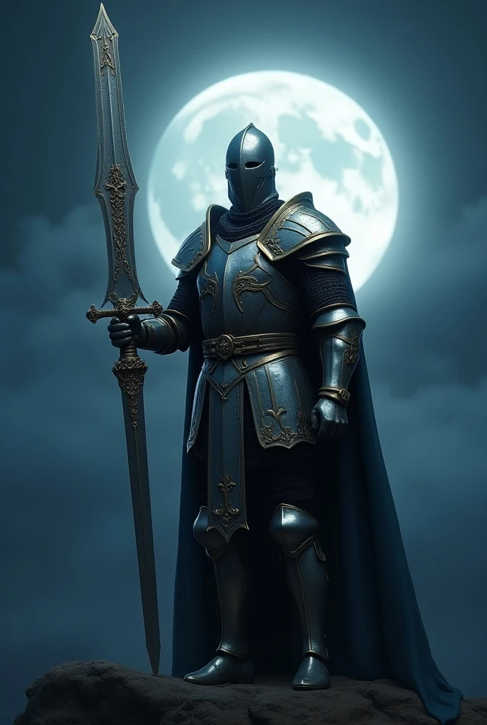 A proud Templar Knight wields his richly ornamented gleaming steel ...