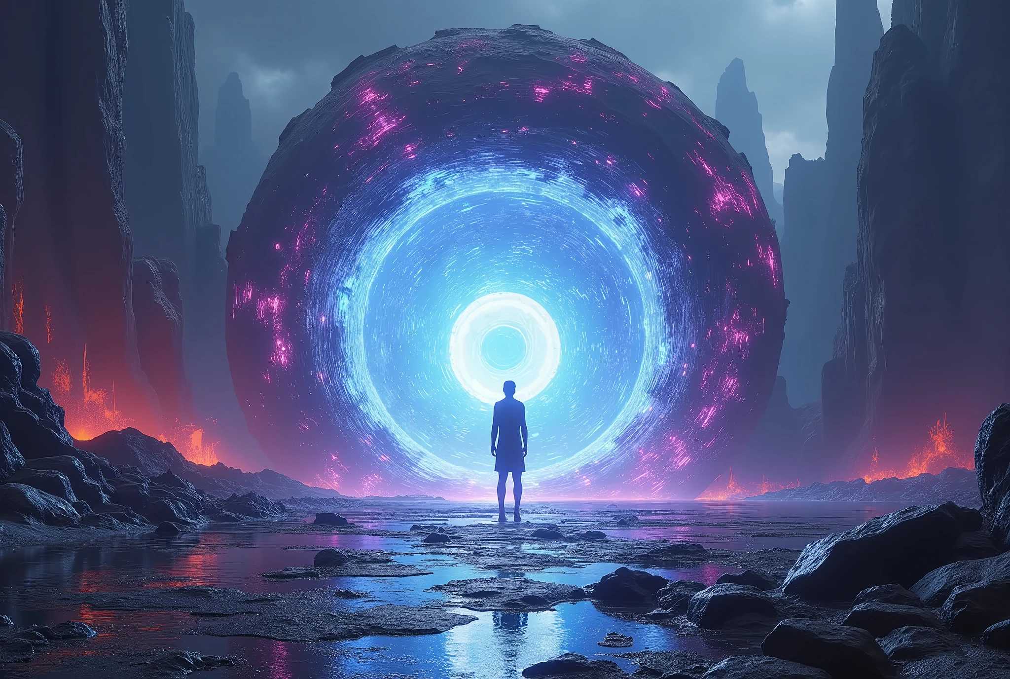 A portal to another dimension, mesmerizing glowing portal, swirling ...