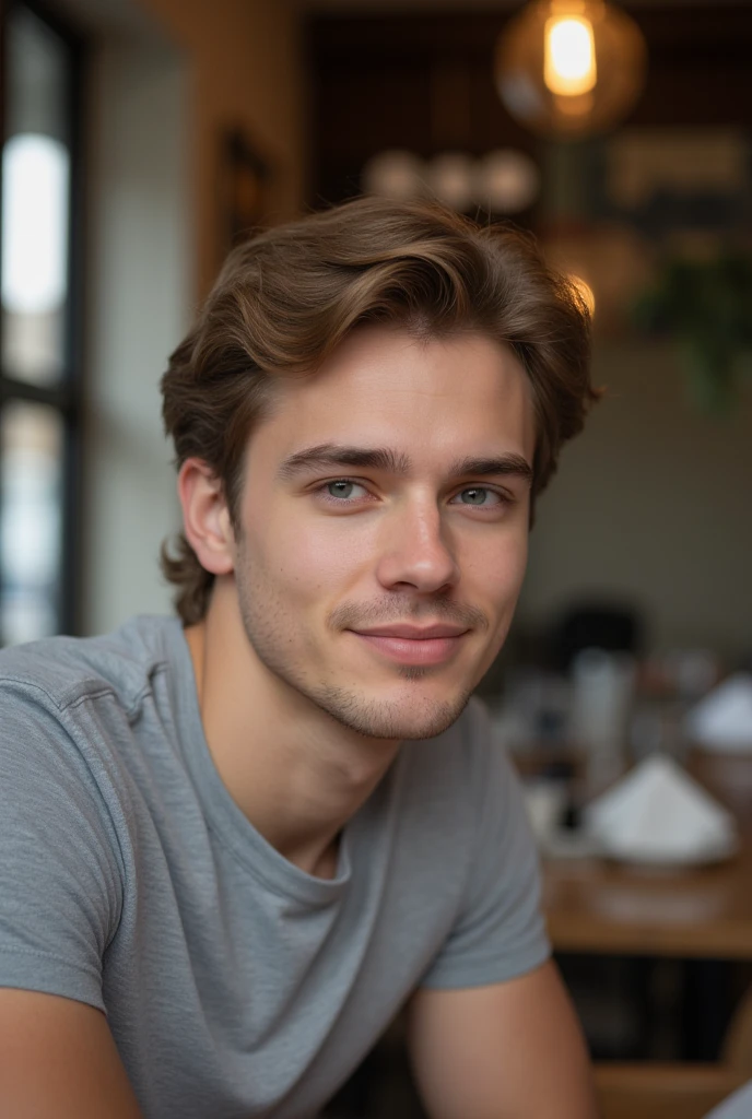 Swedish man, handsome, soft curly hair, sharp eyebrows, slight smile - SeaArt AI
