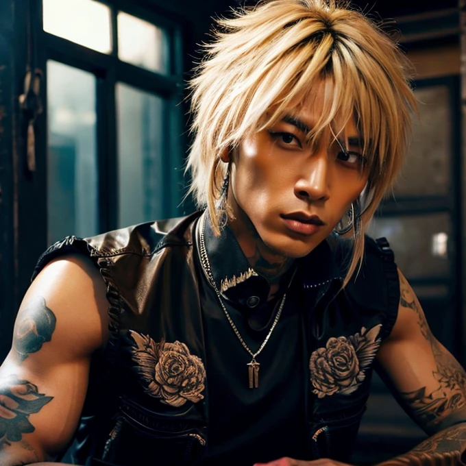 1 man, Japanese man, male, Asian eyes, muscular, broad shoulders ...