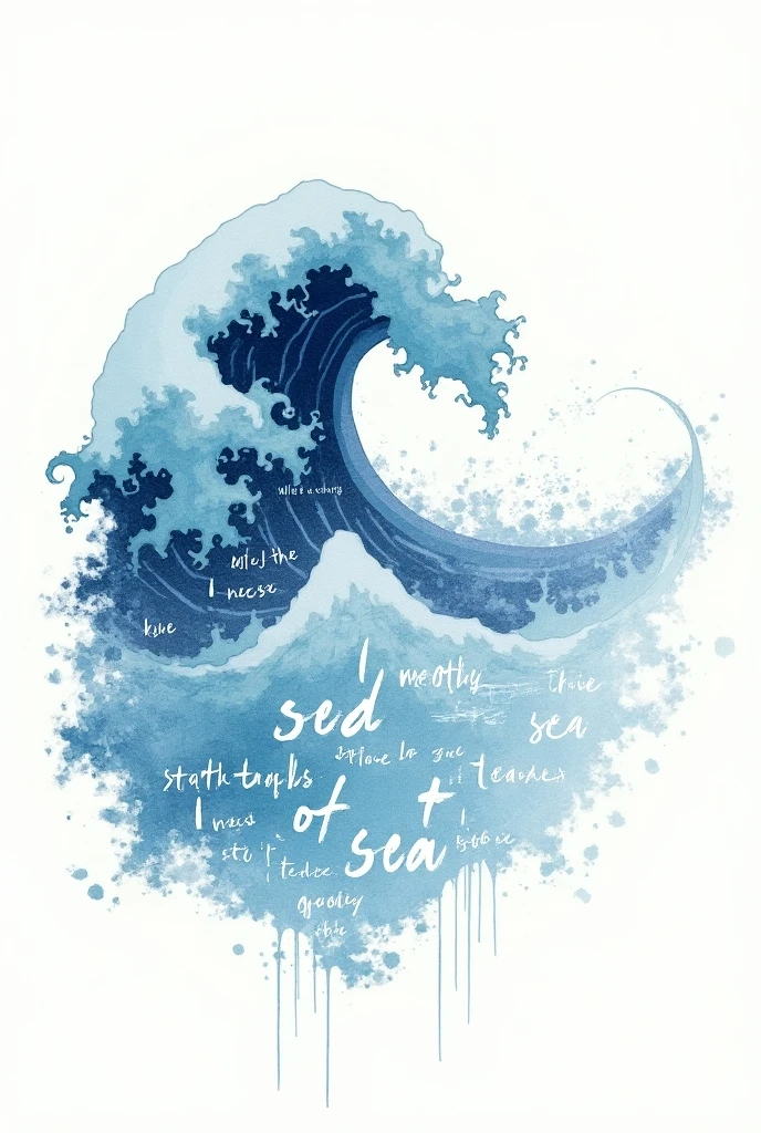to draw a calligram of a wave and uses phrases like "I need the sea ...