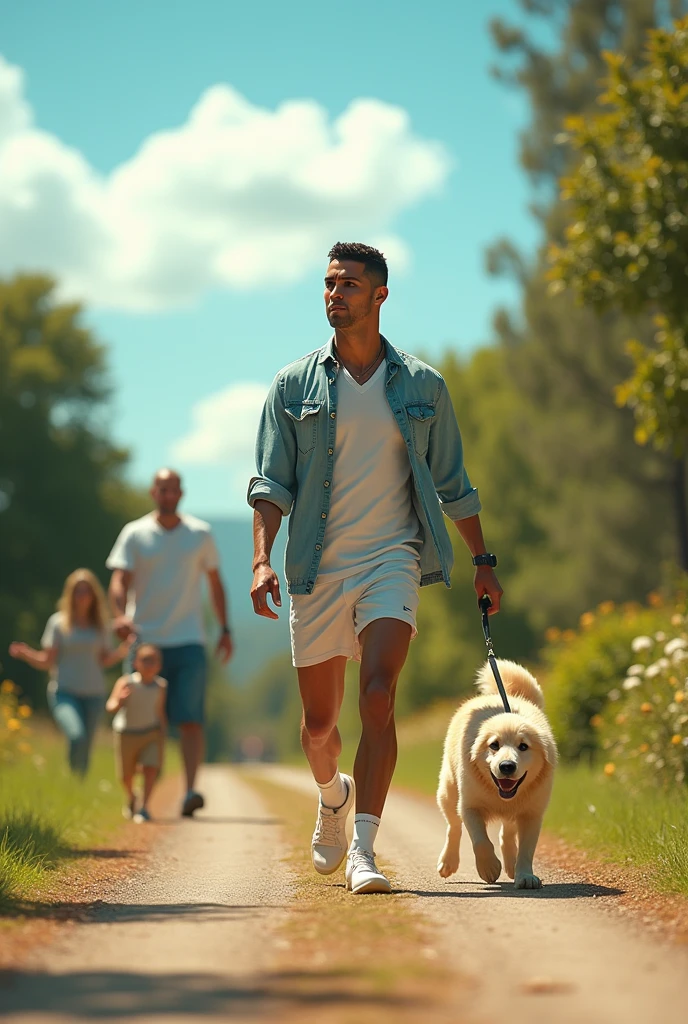 A beautiful sunny day and a Ronaldo walking his dog.. The Ronaldo is ...