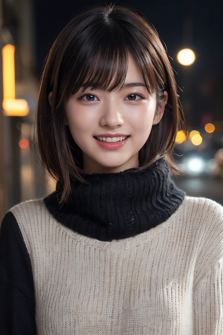 1 日本のアイドル黒いセーター14 彼女はあごを隠すために首にニットのスヌードをつけています Seaart Ai
