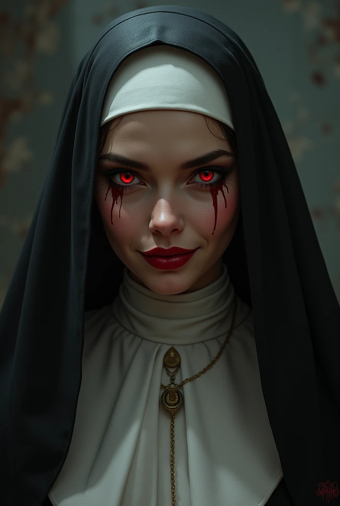 A beautiful, brown-skinned nun with a dark and edgy twist, dressed in a ...