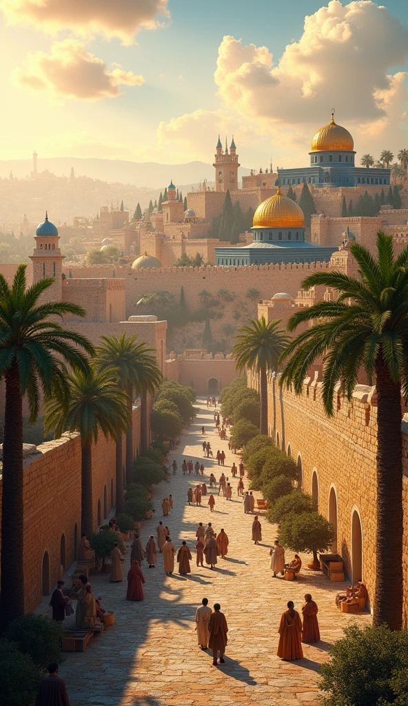 Biblical times: A panoramic view of ancient Jerusalem . The fortified ...
