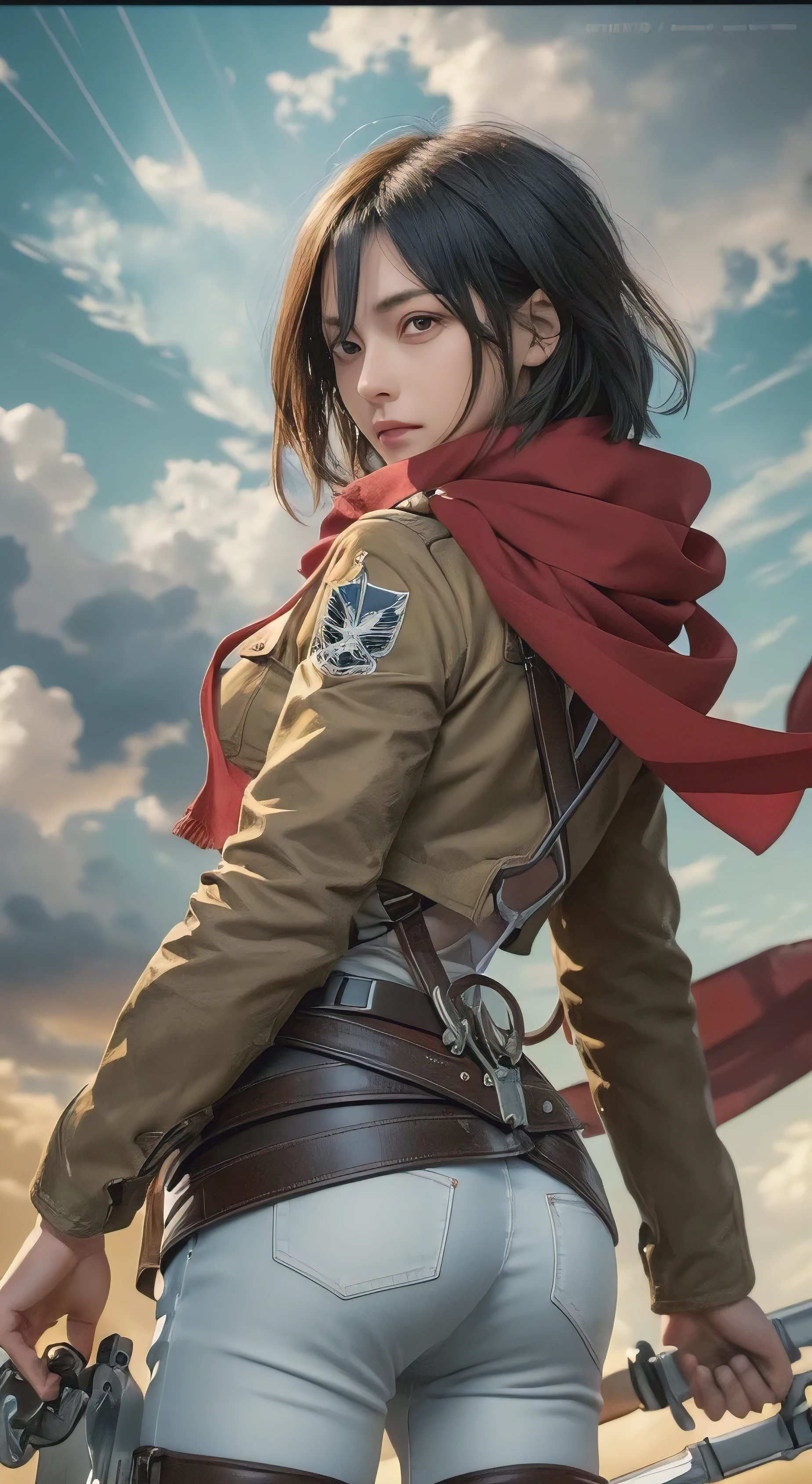 Mikasa, master part, best quality, A high resolution, short hair ...