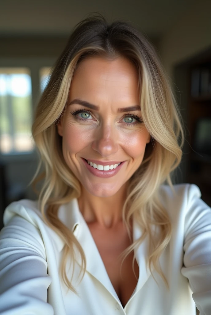 Selfie on Instagram, a beautiful 52 year old woman, in love with the viewer - SeaArt AI