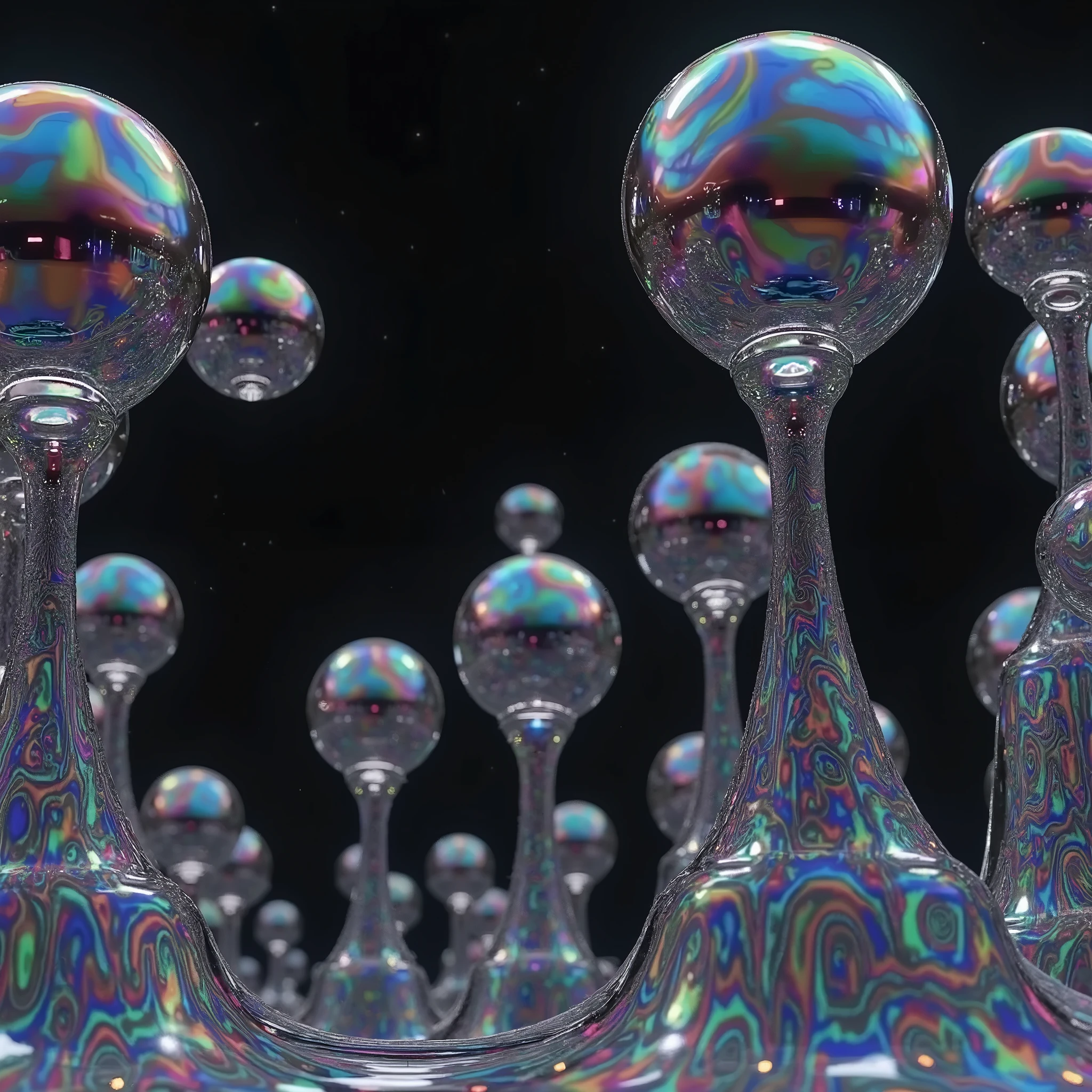 An amazing psychedelic dreamscape, shimmering glass morphing from ...