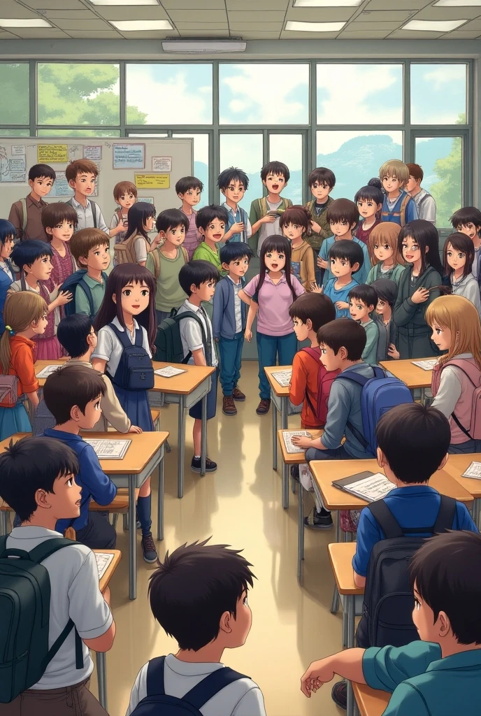 Make me a photo of 32 junior high school students in grade 7G - SeaArt AI