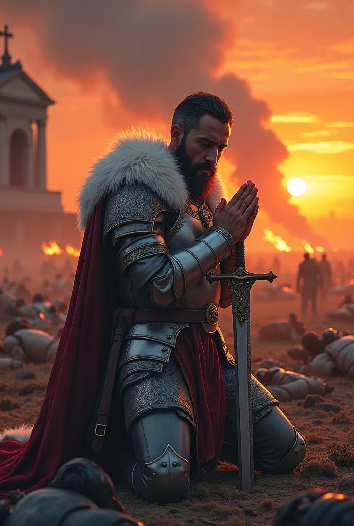 (1 man, paladin, holy knight, Mature man, 35 years old, barba - SeaArt AI