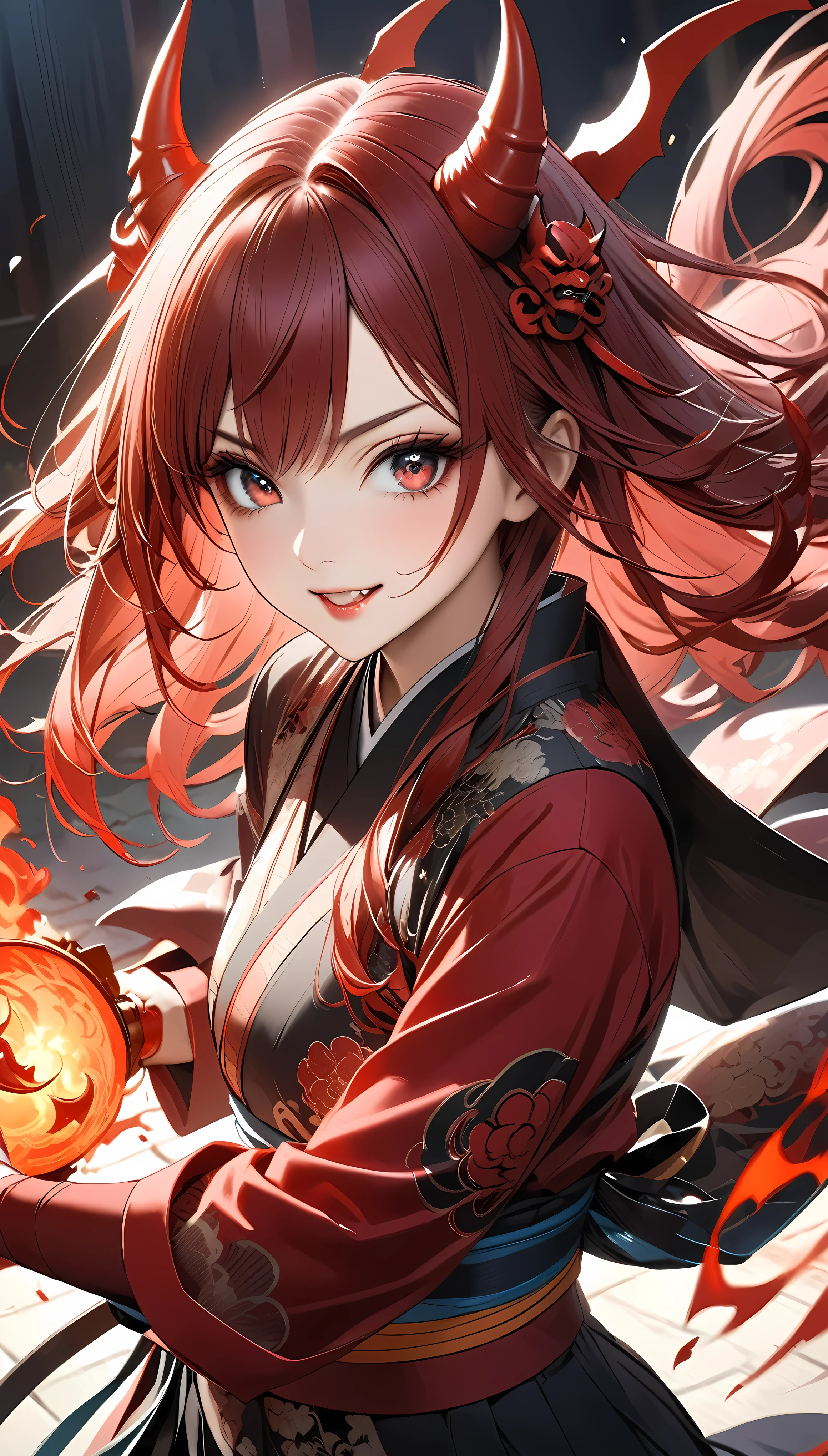 attacks you、Oriental Red Demon - SeaArt AI