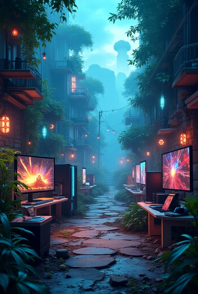 A cover where you can see gamer games, plants, computers, silas gamer ...