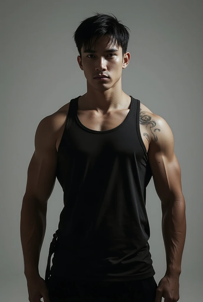 Create an image of a 19-year-old black-haired man who gives off an image of domi - SeaArt AI