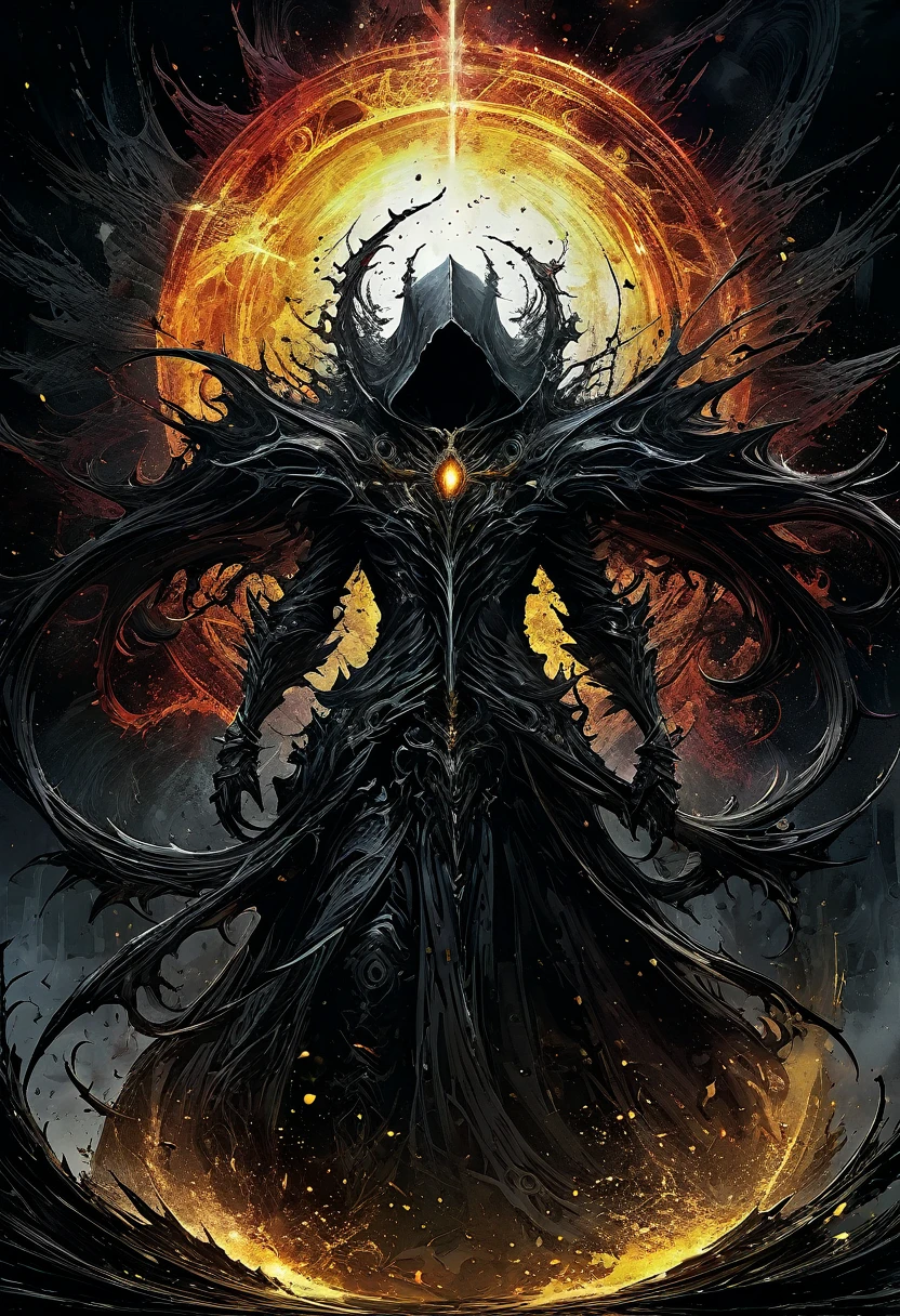 Explosive, otherworldly painting of a shape-shifting deity adorned with ...