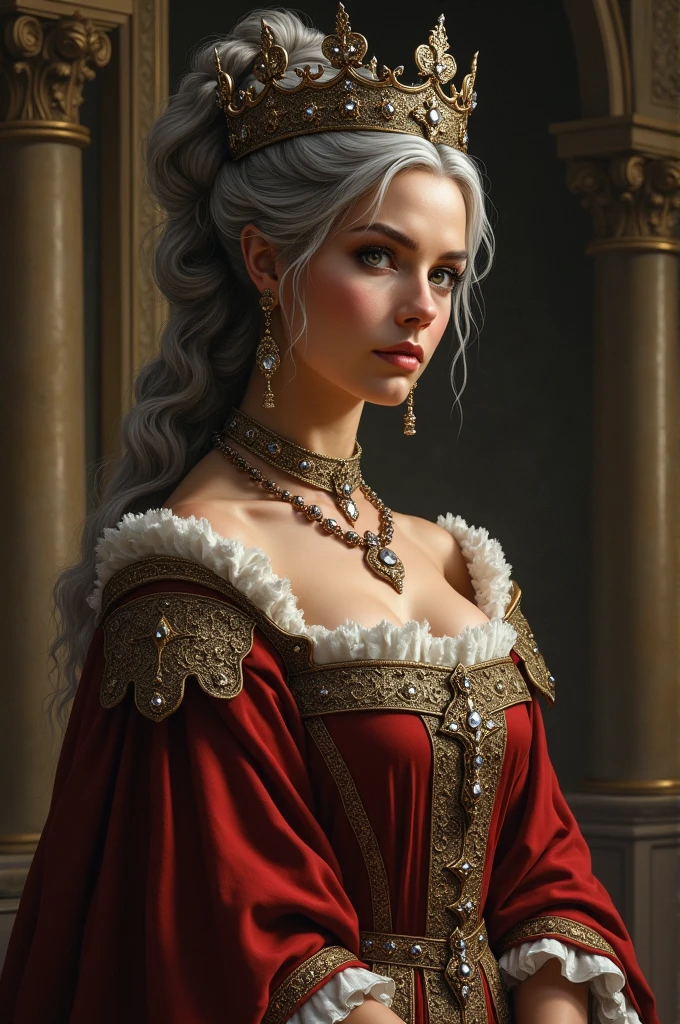 Medieval old Queen. Late 40s. - SeaArt AI