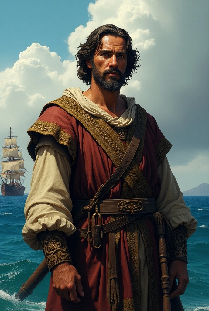 Create a full body illustration of Christopher Columbus - SeaArt AI