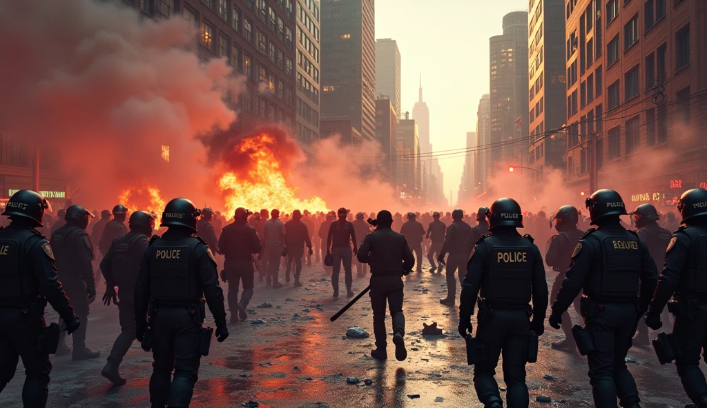 Riots in New York and Los Angeles - SeaArt AI