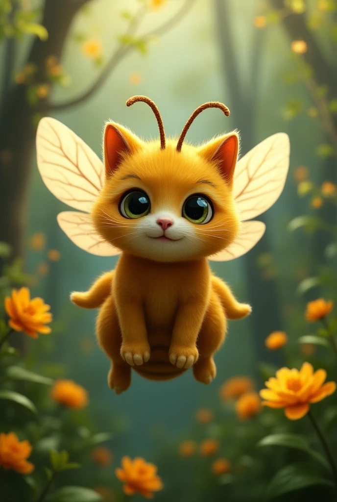Cat and bee combination - SeaArt AI
