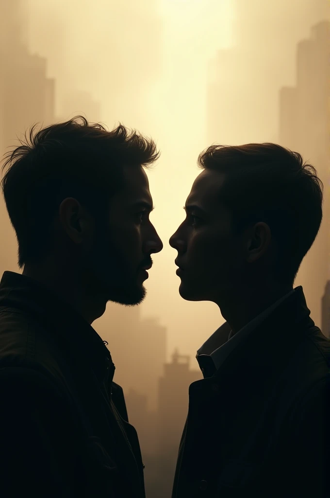 Silhouette of two faces facing the world background - SeaArt AI