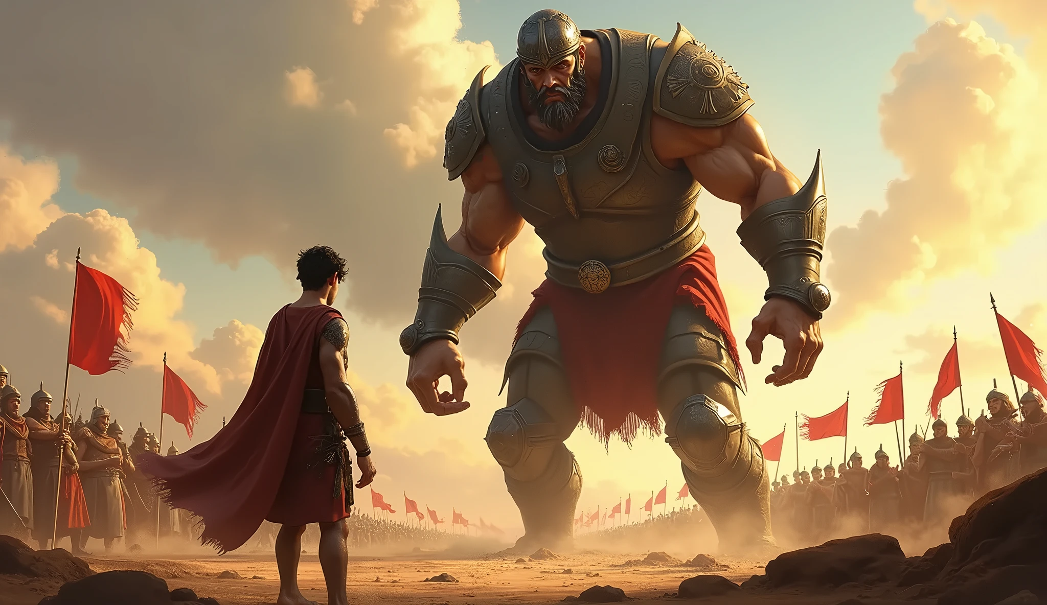 Davi, A young man, facing Goliath - SeaArt AI