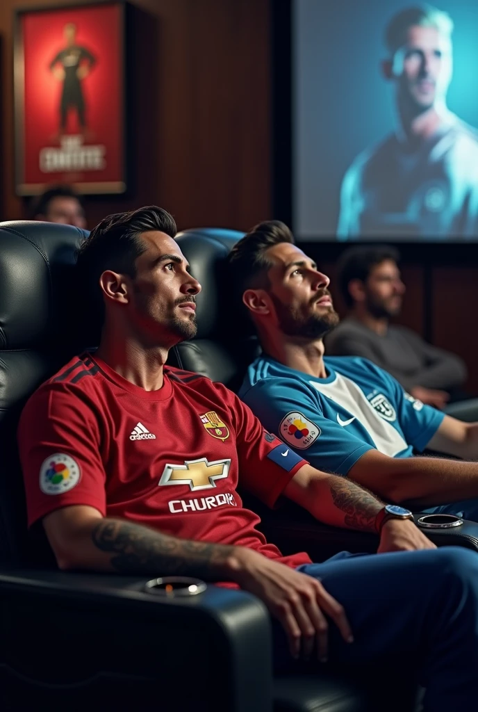 Ronaldo and messi watching movie - SeaArt AI