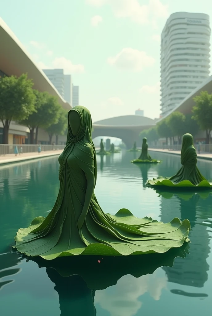 River Turia passing through the city of arts and sciences in the center ...