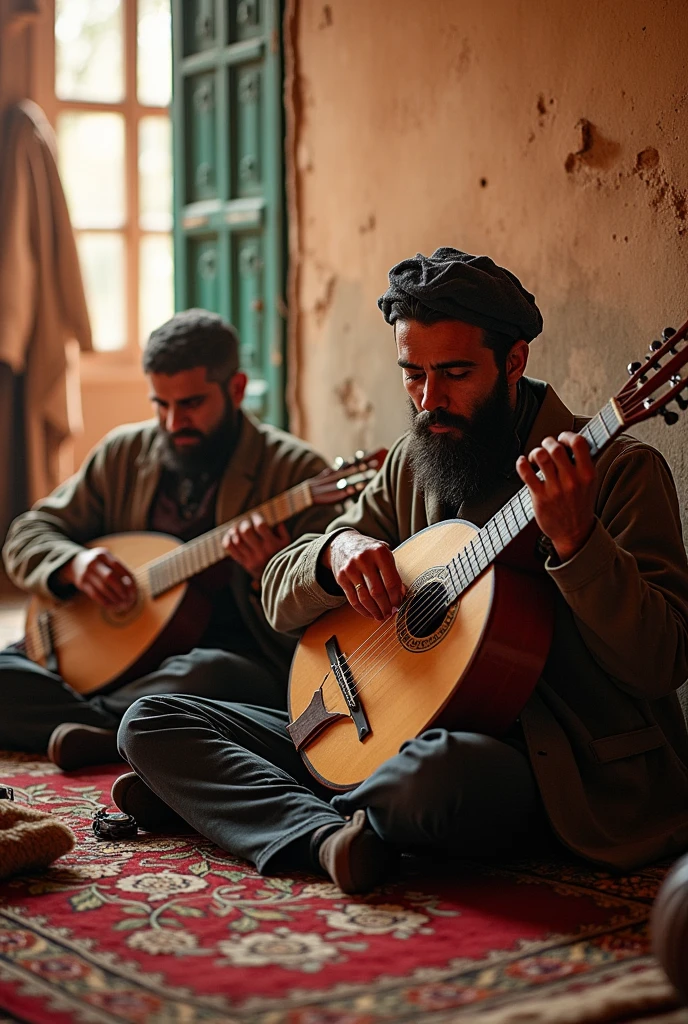 /imagine prompt: Moroccan musicians who play oud "is a musical ...