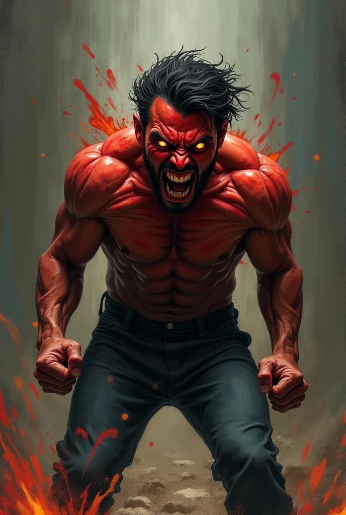 Creates an image of a person about to explode with so much anger ...