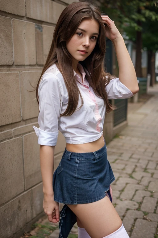 Girl About Long Brown Hair Dressed In School Uniform Of Seaart Ai