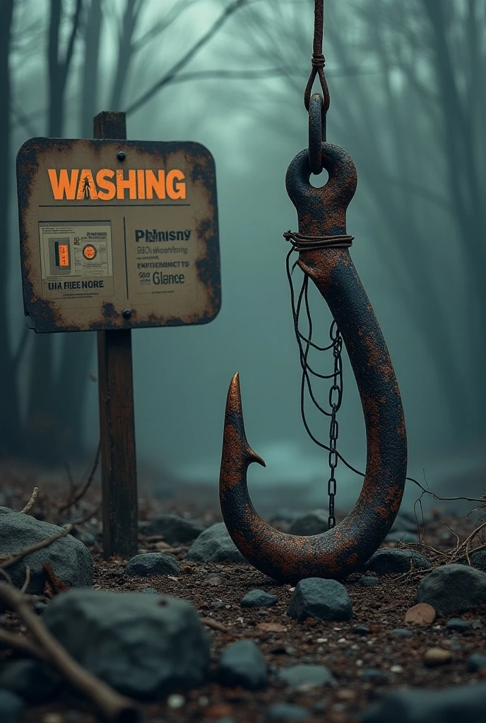 - Image of a fishing hook with a warning sign - Screen capture of a ...