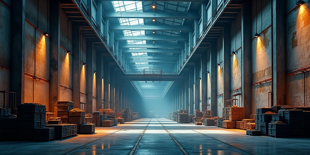 Warehouse, perspective view, dramatic lighting, photorealistic - SeaArt AI