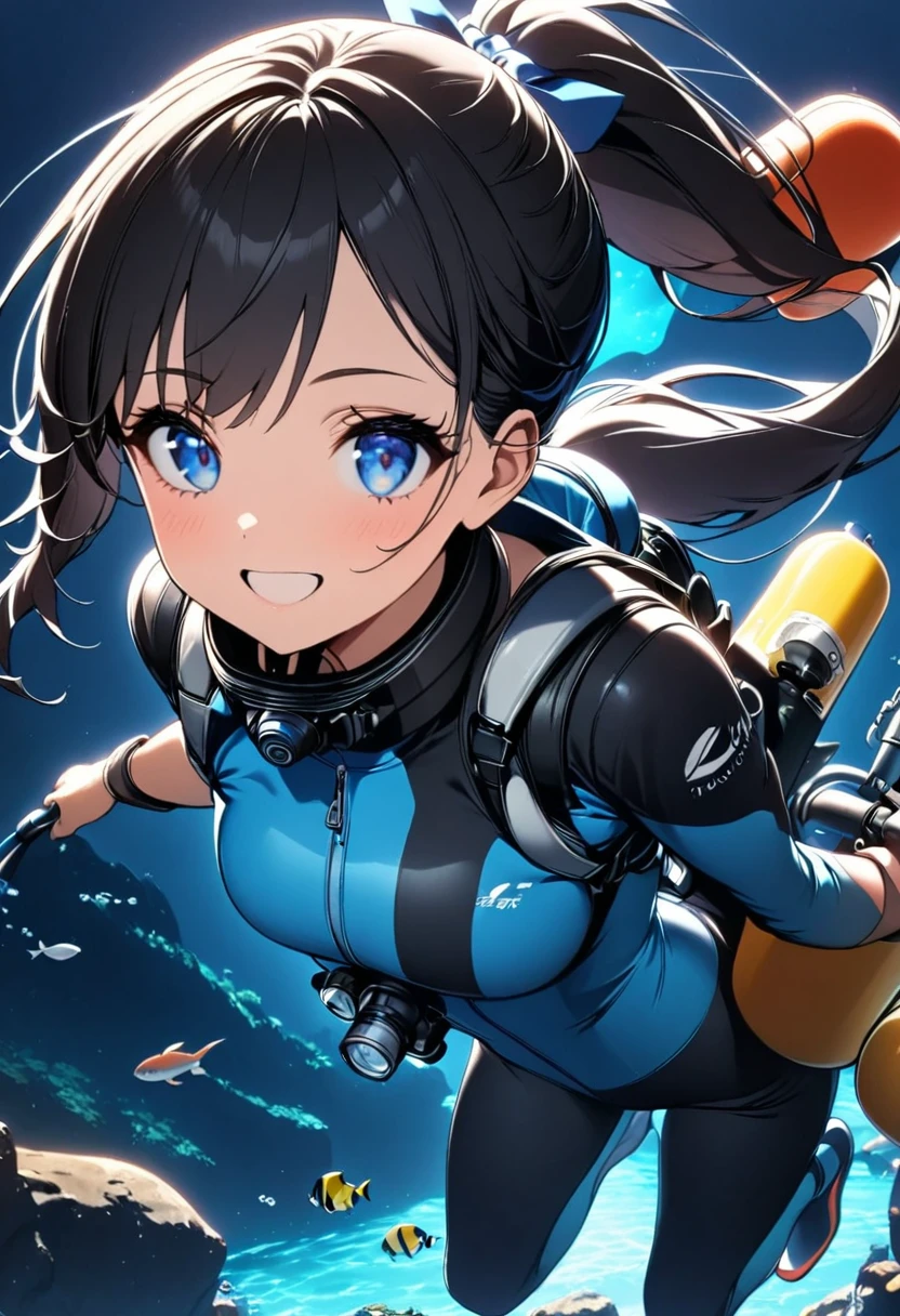 1girl,scuba diving, diving suit, diving mask, diving regulator - SeaArt AI