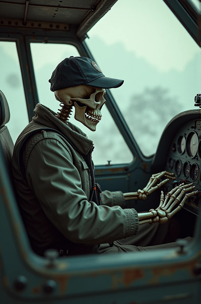 Paiolet skeleton sit on his seat and hold and run flight - SeaArt AI