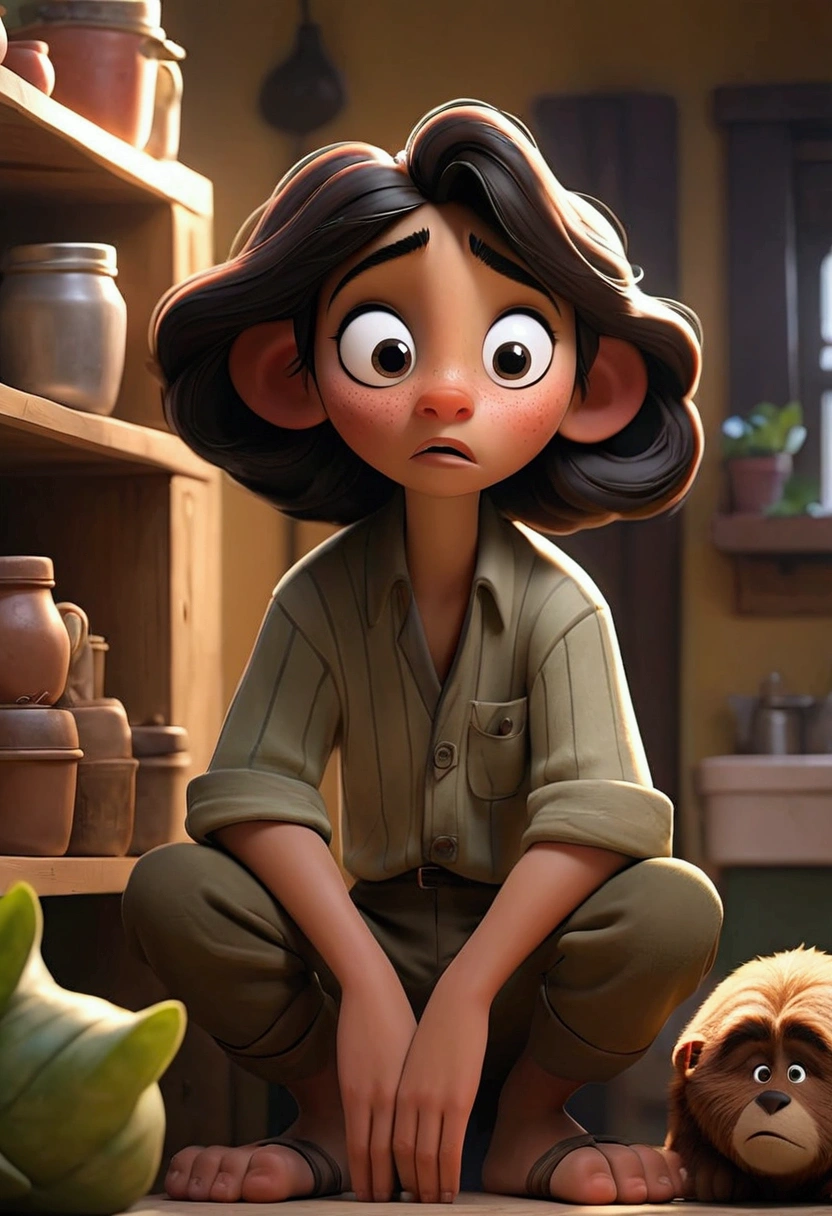 "Create an image depicting a scene where the main character is in a ...