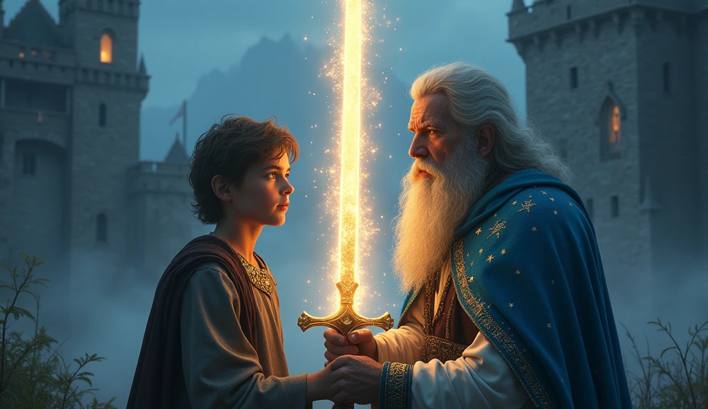 "An image inspired by the story ‘The Sword in the Stone’, featuring ...