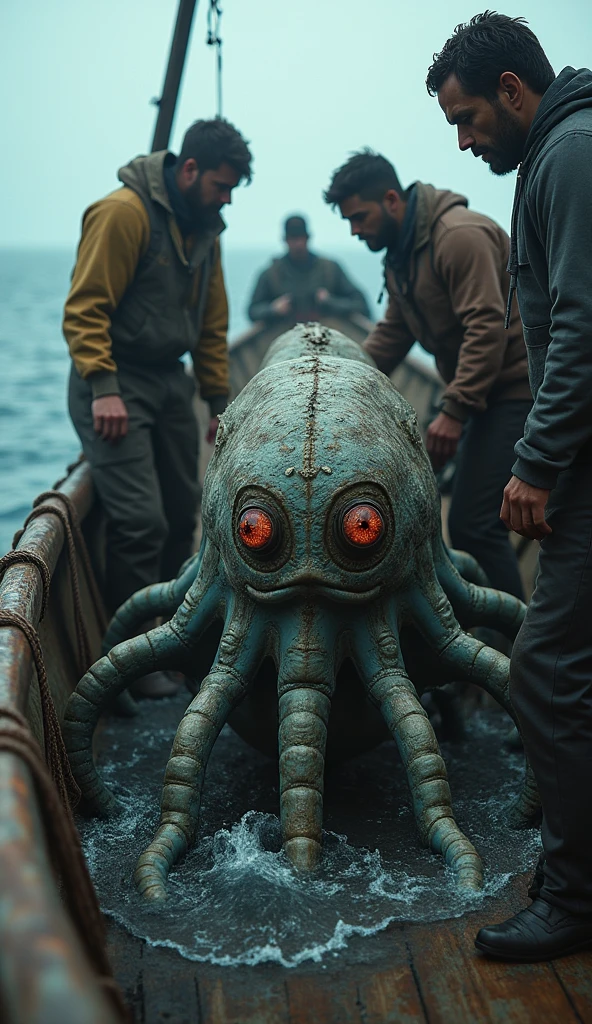 Strange sea animal , caught by fishermen and boarded their boat on the ...