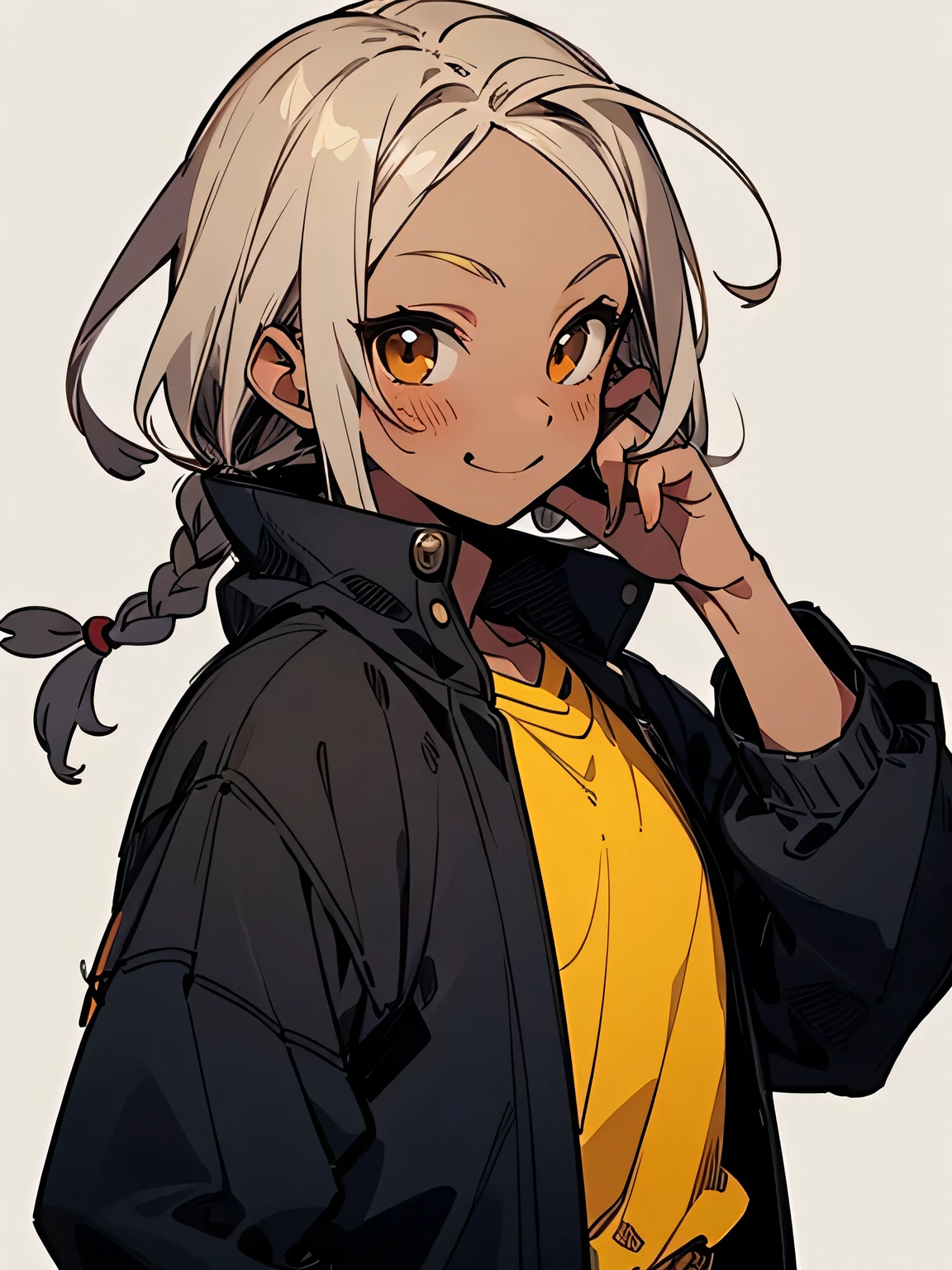 chibi,Alone,1boy,Boyish、upperbody,SHORT DREADLOCK ,brown eyes - SeaArt AI