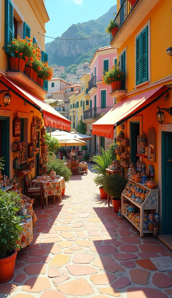 Positano's Colorful Streets**: A narrow, winding street in Positano ...