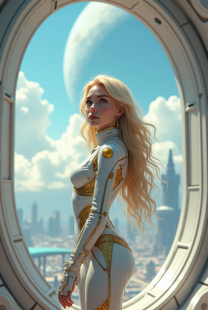 (Young , , Blonde hair, photorealistic , pale skin), (yellow - SeaArt AI