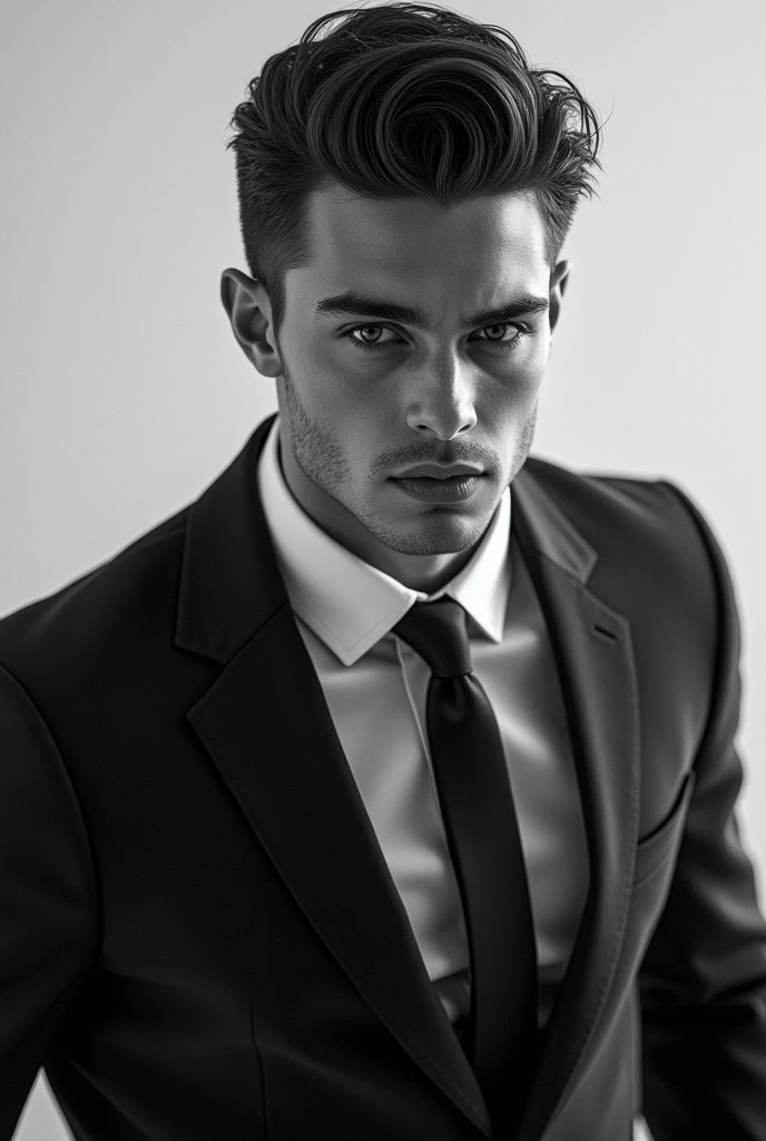 Young handsome man with a cold gaze wearing a suit, athletic - SeaArt AI