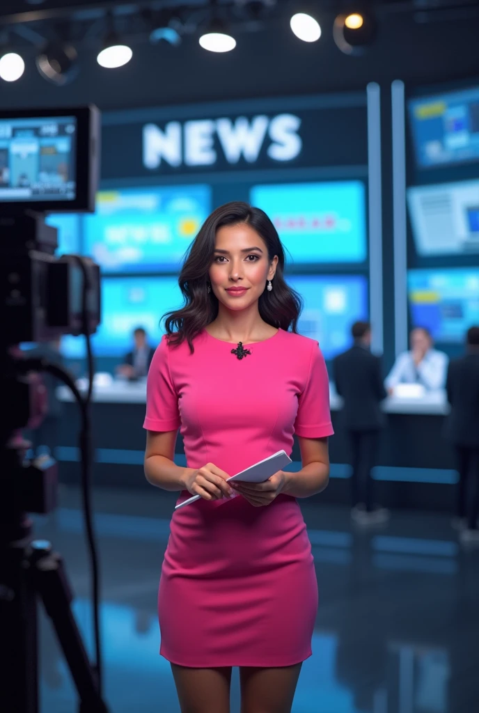 30 year seting indian reading news girl with black eyes news anker in ...